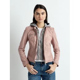 Lederjacke Maze "Mico", Damen, Gr. M, braun (old rose), Obermaterial: 100% Lammleder. Innenfutter: 100% Polyester. Kapuze: 55% Baumwolle, 45% Polyester, Jacken