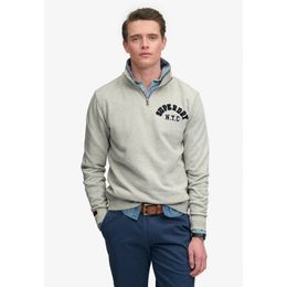 Sweatshirt Superdry "VINTAGE ATHLETIC HALF ZIP", Herren, Gr. L, brooklyn grau marl, angeraute Sweatware, Obermaterial: 100% Baumwolle, meliert, loose fit normal, hoch geschlossener Ausschnitt, Sweatshirts Sweatshirt