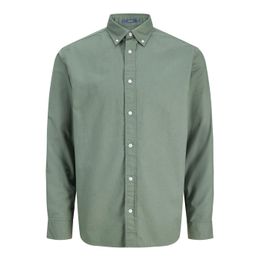 Jack & Jones Langarmhemd JACK & JONES "JPRBLUHARVEY OXFORD L/S SHIRT SN", Herren, Gr. L, N-Gr, laurel wreath fit:regular fit, Web, Obermaterial: 100% Baumwolle, unifarben, regular fit normal, ohne Ausschnitt, 2-Knopf-Manschette, Hemden, Baumwolle, regular fit