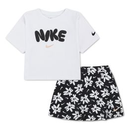 T-Shirt & Shorts Nike Sportswear "NKG BOLD PLAY SCOOTER SET", M&auml;dchen, Gr. 104, schwarz, Obermaterial: 60% Baumwolle, 40% Polyester. Unterteil: 88% Polyester, 12% Elasthan, KOB Set-Artikel, f&uuml;r Children, f&uuml;r sportliche Aktivit&auml;ten
