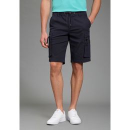 Cargoshorts Bruno Banani "Dehnbund", Herren, Gr. 3XL, N-Gr, marine, Web, Obermaterial: 98% Baumwolle, 2% Elasthan, unifarben, regular fit kniefrei, Hosen, Cargohose mit geradem Bein, mit Bindeband am Bund