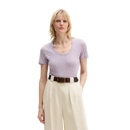 Marc O'Polo T-Shirt MARC O'POLO "aus reiner Baumwolle", Damen, Gr. L, dusty lavender, Obermaterial: 100% Baumwolle, unifarben, Basic, regular fit, tiefer Rundhals, normaler Saum, Shirts T-Shirt