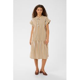 Sommerkleid Saint Tropez "ZalindaSZ SS Dress", Damen, Gr. L, N-Gr, tiger's eye ice stripe, Web, Obermaterial: 100% Baumwolle, gestreift, V-Ausschnitt, Kleider Sommerkleid