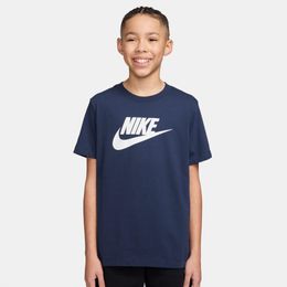 T-Shirt Nike Sportswear "K NSW TEE FUTURA HBR", Jungen, Gr. L, midnight navy, angeraute Sweatware, Obermaterial: 100% Baumwolle, normal, Rundhals, angesetztes B&uuml;ndchen, Shirts T-Shirt, f&uuml;r Jugendliche, sportlicher Stil, Kurzarm, Rundhalsausschnitt