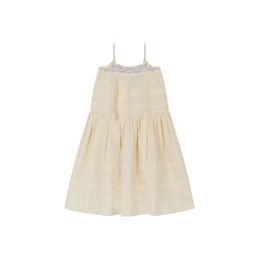 Minikleid RAFFYA "Swish Pin Tuck Embroidered Dress M&auml;dchen", M&auml;dchen, Gr. 104, beige, 100% Baumwolle, Kleider Minikleid