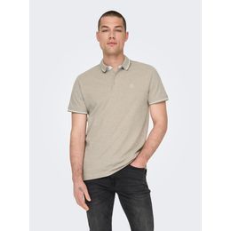 Only & Sons Poloshirt ONLY & SONS "ONSFLETCHER SLIM SS POLO NOOS", Herren, Gr. L, chinchilla, Piqu&eacute;, Obermaterial: 100% Baumwolle, unifarben mit Farbeinsatz, normal normal, Rundhals, Shirts, Baumwolle, normal geschnitten