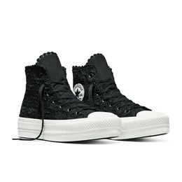 Sneaker Converse "CHUCK TAYLOR ALL STAR LIFT PLATFORM CROCHET", Herren, Gr. 36, schwarz, schwarz, vintage wei&szlig;, Synthetik, Schuhe Sneaker, f&uuml;r vielseitige Freizeitaktivit&auml;ten, mit Gummilaufsohle