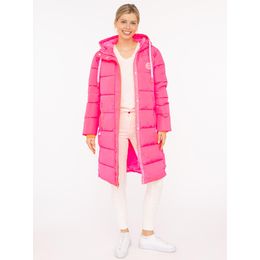 Steppmantel Zwillingsherz "K&uuml;stentraum", Damen, Gr. L, pink (neonpink), Canvas, Obermaterial: 100% Polyester, Basic kniebedeckend, ohne Ausschnitt, angesetztes B&uuml;ndchen, M&auml;ntel Steppmantel, mit maritimen Details, farbige Zierkante vorne und an den Taschen
