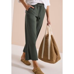 Culotte Cecil, Damen, Gr. L, L&auml;nge 28, khaki, Web, 75% Baumwolle, 25% Modal, unifarben, loose fit kn&ouml;chelfrei, Hosen Culotte, aus Seersucker-Material