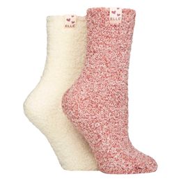 ELLE 2er Pack Damen Zweifarbige Kuschelsocken f&uuml;r Bett und Zuhause - Warm, weich und entspannend