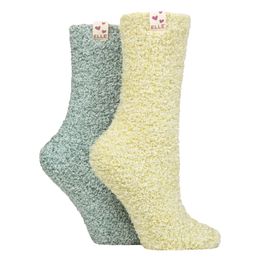 ELLE 2er-Pack Damen Zweifarbige Kuschelsocken f&uuml;r Bett und Zuhause - Warm, weich, entspannend, bequem