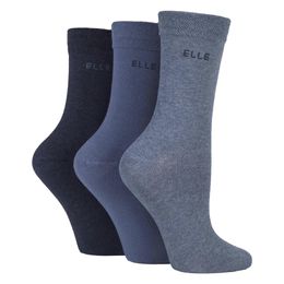 ELLE 3er Pack Damen Einfarbige Baumwollsocken - Weicher Atmungsaktiver Alltagskomfortschnitt