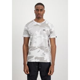 T-Shirt Alpha Industries "Basic T-Shirt SL Camo", Herren, Gr. L, wei&szlig; (wei&szlig; camo), Obermaterial: 100% Baumwolle, Shirts T-Shirt