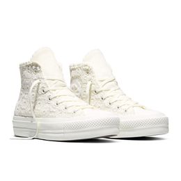 Sneaker Converse "CHUCK TAYLOR ALL STAR LIFT PLATFORM CROCHET", Damen, Gr. 36, egret, egret, vintage wei&szlig;, Synthetik, Schuhe Sneaker, f&uuml;r sportlichen Look im Alltag, mit Gummilaufsohle, sportlicher Stil