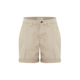 Shorts oxmo "Shorts OXCharline", Damen, Gr. 38, N-Gr, braun (cement), Obermaterial: 98% Baumwolle CO. 2% Elasthan EL., Hosen Shorts