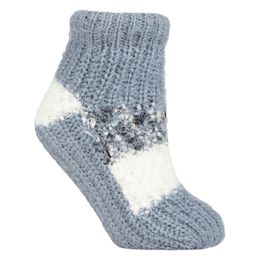 ELLE 1 Paar Damen Sherpa gef&uuml;tterte Hausschuhsocken - Warm, pl&uuml;schig, gem&uuml;tlicher Komfort f&uuml;r drinnen