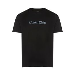 T-Shirt Calvin Klein, Damen, Gr. L, schwarz, Single Jersey, Obermaterial: 100% Baumwolle, unifarben, regular fit normal, Rundhals, abgesteppte Kante, Shirts T-Shirt, Logoschriftzug, Rundhalsausschnitt, Regular Fit, reine Baumwolle