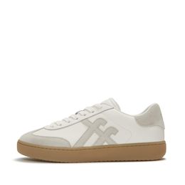 Plateausneaker fitflop "THE DASH T-TOE", Damen, Gr. 40, urban wei&szlig; mix, Leder, Lederimitat, Veloursleder, Schuhe Plateausneaker, Freizeitschuh, Halbschuh, Schn&uuml;rer, Retro Sneaker im Material-Mix