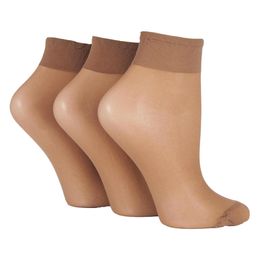 ELLE 3er-Pack Damen 15 Denier 100% Nylon Kn&ouml;chelsocken - Durchsichtiger leichtgewichtiger Komfort