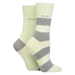 ELLE 2er Pack Damensocken aus Bambus - Gestreift und Unifarben - Weich und Atmungsaktiv f&uuml;r den Alltag