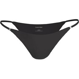 Tanga, Damen, Gr. L (40), schwarz, Jersey, Obermaterial: 95% Polyester, 5% Elasthan, Calvin Klein Underwear, unifarben, k&ouml;rpernah, Unterhosen Tanga, K&ouml;rpernahe Passform mit elastischem Bund