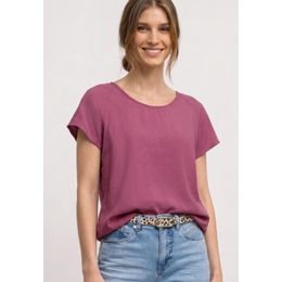 T-Shirt Street One, Damen, Gr. 34, schwarz clouded blush, Stoff, 95% Viskose, 5% Elasthan, unifarben, comfort fit normal, V-Ausschnitt, normaler Saum, Shirts T-Shirt, mit abgerundetem V-Ausschnitt