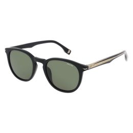 Police SPLQ82 | Herren-Sonnenbrille | Fassung: Vollrand, Quadratisch, Acetat, Schwarz Matt | Glasfarbe: Gr&uuml;n