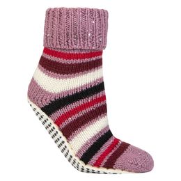 ELLE 1 Paar Damen Chunky Fair Isle Mokassin Grip Socken - Warme Winter Hausschuhe Socken