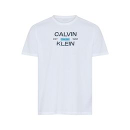 T-Shirt Calvin Klein Jeans "CALVINKLEIN STACK GRAP", Damen, Gr. M, hellwei&szlig;, Web, Obermaterial: 100% Baumwolle, unifarben, regular fit normal, Rundhals, eingesetzt abgesteppte Kante, Shirts T-Shirt, Regular fit mit Print