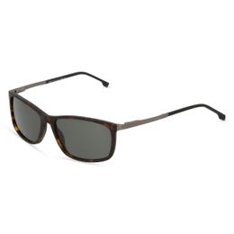 HUGO BOSS Boss 1248/S/IT | Herren-Sonnenbrille | Fassung: Vollrand, Quadratisch, Acetat, Havanna Matt | Glasfarbe: Gr&uuml;n