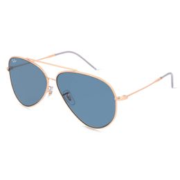 Ray-Ban RBR0101S AVIATOR REVERSE | Unisex-Sonnenbrille | Fassung: Vollrand, Pilot, Metall, Gold | Glasfarbe: Blau