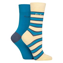 ELLE 2er Pack Damen Streifen- und Baumwollsocken - Weicher, atmungsaktiver Alltagskomfort