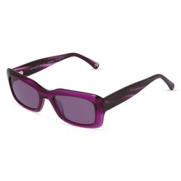 Botaniq 7002 | Unisex-Sonnenbrille | Fassung: Vollrand, Quadratisch, Acetat, Violett Transparent | Glasfarbe: Grau