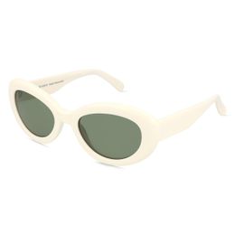 Fielmann LN 017 SUN FA | Damen-Sonnenbrille | Fassung: Vollrand, Oval, Acetat Extrudiert, Creme Hell | Glasfarbe: Gr&uuml;n