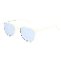 Fielmann LN 045 SUN FLEX CL OSKAR | Herren-Sonnenbrille | Fassung: Vollrand, Quadratisch, Acetat Extrudiert, Wei&szlig; Gl&auml;nzend | Glasfarbe: Blau
