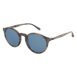 Scotch & Soda Scotch & Soda 8023 | Unisex-Sonnenbrille | Fassung: Vollrand, Rund, Acetat, Grau | Glasfarbe: Blau