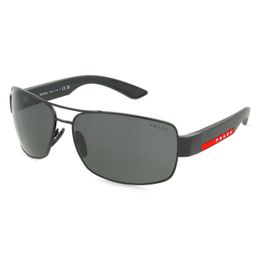 Prada Linea Rossa 0PS B52S | Herren-Sonnenbrille | Fassung: Vollrand, Geometrisch, Metall, Schwarz | Glasfarbe: Grau