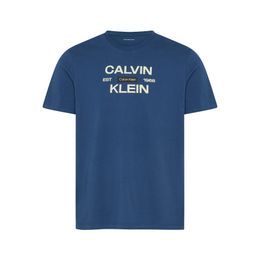 T-Shirt Calvin Klein Jeans "CALVINKLEIN STACK GRAP", Damen, Gr. M, schwarz denim, Web, Obermaterial: 100% Baumwolle, unifarben, regular fit normal, Rundhals, eingesetzt abgesteppte Kante, Shirts T-Shirt, Regular fit mit Print