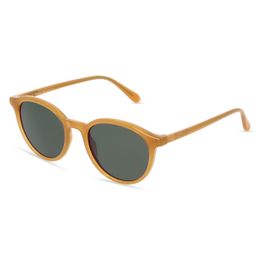 Fielmann OU 027 SUN CL | Unisex-Sonnenbrille | Fassung: Vollrand, Panto, Acetat, Honig Gl&auml;nzend | Glasfarbe: Gr&uuml;n