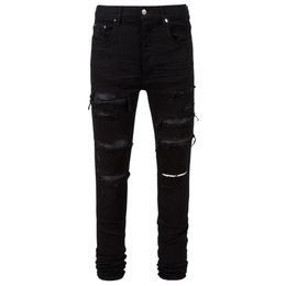 Schwarze OD-Jeans &bdquo;Thrasher&ldquo; aus Amiri-Leder