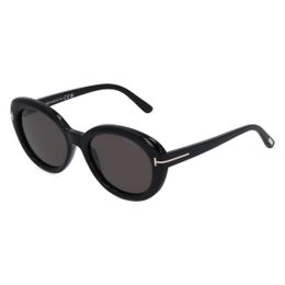 Tom Ford FT1009 LILY-02 | Unisex-Sonnenbrille | Fassung: Vollrand, Butterfly, Acetat, Schwarz Gl&auml;nzend | Glasfarbe: Braun