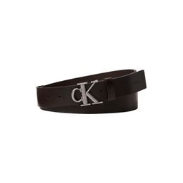 Lederg&uuml;rtel Calvin Klein "CK BUCKLE SMOOTH 35MM", Damen, Gr. 120, ck schwarz braun, antique silber, Web, B&uuml;ffelleder, G&uuml;rtel Lederg&uuml;rtel, Gr&ouml;&szlig;enverstellbar mit Metallschlie&szlig;e