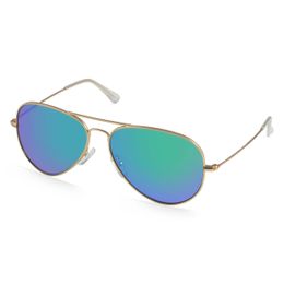 Fielmann BD 277 SUN CL | Unisex-Sonnenbrille | Fassung: Vollrand, Pilot, Edelstahl, Gold Matt | Glasfarbe: Gr&uuml;n