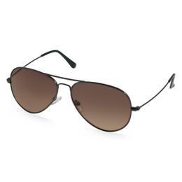 Fielmann BD 277 SUN CL | Unisex-Sonnenbrille | Fassung: Vollrand, Pilot, Edelstahl, Gun Dunkel | Glasfarbe: Braun Verlaufend