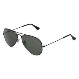 Ray-Ban RB 3025 AVIATOR LARGE METAL | Unisex-Sonnenbrille | Fassung: Vollrand, Pilot, Metall, Schwarz | Glasfarbe: Gr&uuml;n