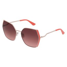 Guess GU7843 | Unisex-Sonnenbrille | Fassung: Vollrand, Butterfly, Metall, Gold Pink | Glasfarbe: Rot Verlaufend