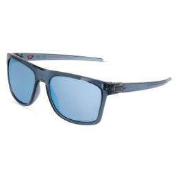 Oakley OO9100 LEFFINGWELL | Herren-Sonnenbrille | Fassung: Vollrand, Quadratisch, Kunststoff, Blau Transparent | Glasfarbe: Blau