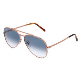 Ray-Ban RB 3625 NEW AVIATOR | Unisex-Sonnenbrille | Fassung: Vollrand, Pilot, Metall, Gold | Glasfarbe: Blau