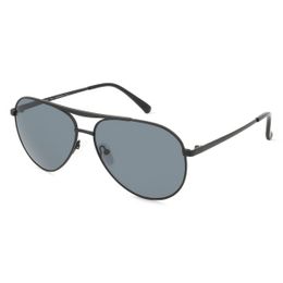 Fielmann BD 568 SUN CL TOM | Herren-Sonnenbrille | Fassung: Vollrand, Pilot, Edelstahl, Schwarz Matt | Glasfarbe: Blaugrau