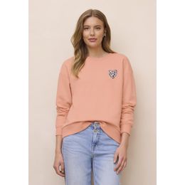 Sweatshirt STREET ONE STUDIO, Damen, Gr. 34, soft tangurine, Sweatware, Obermaterial: 60% Baumwolle, 40% Polyester, unifarben, loose fit, Rundhals, B&uuml;ndchen, Sweatshirts Sweatshirt, in Loose Shape